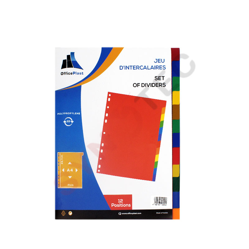 Inter séparation A4 OFFICEPLAST bureautique librairie SYNOTEC Tunisie